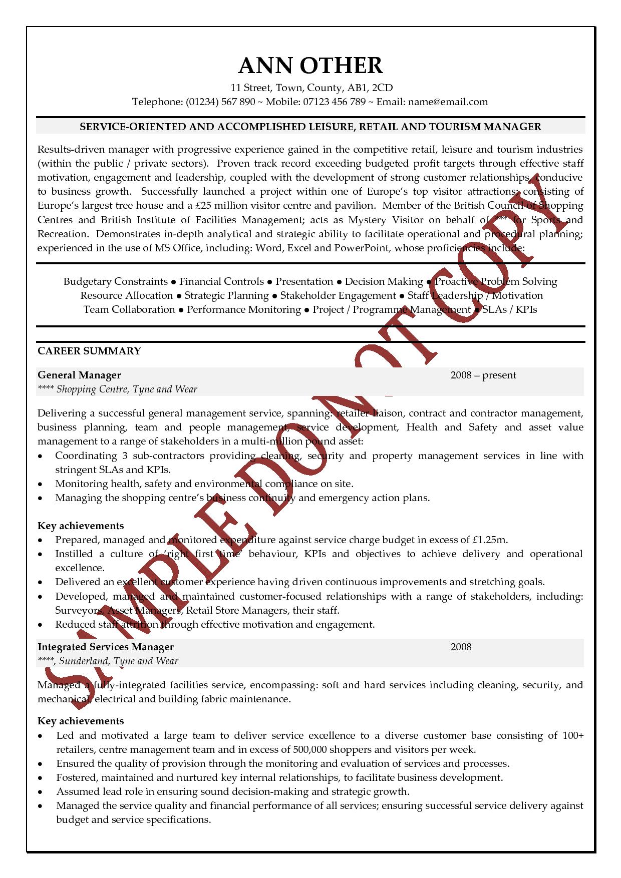 Executive CV Examples The CV Store